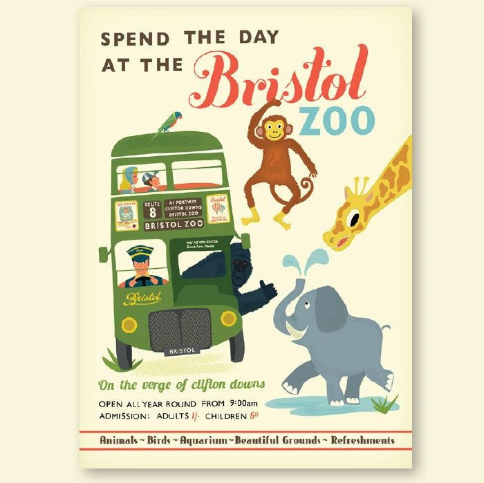 Bristol Zoo Travel Poster by Clare Phillips - Retro inspired prints ...