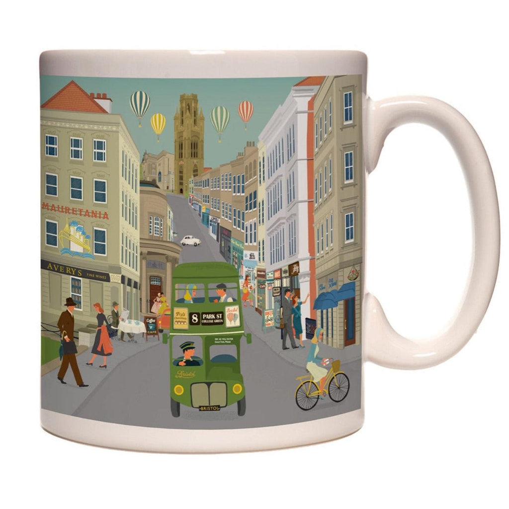 Bristo Mug with illustration of vintage green bus – The Bristol Shop
